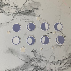 Stars and Phases of the Moon Sticker Set | Pack of 14 Stickers | Tiny ...