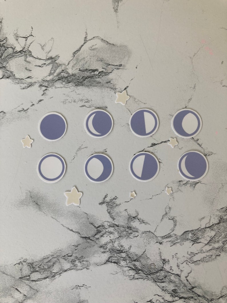 Stars and Phases of the Moon Sticker Set Pack of 14 Stickers - Etsy