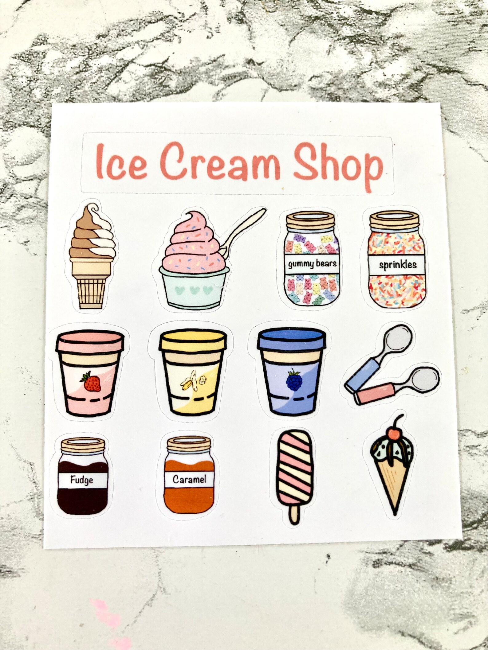 Ice Cream Shop Sticker Sheet, Cute Trendy Stickers, Room Decor, Laptop ...