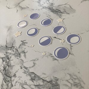 Stars and Phases of the Moon Sticker Set | Pack of 14 Stickers | Tiny ...