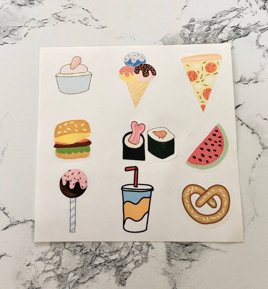 Cute Food Themed Sticker Sheet - Etsy