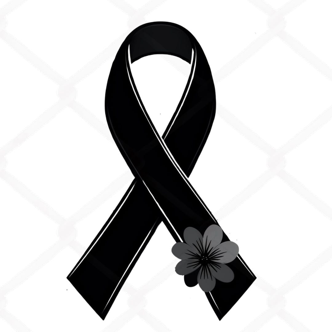Black Awareness Ribbon, Digital Remembrance Symbol PNG, Skin Cancer ...