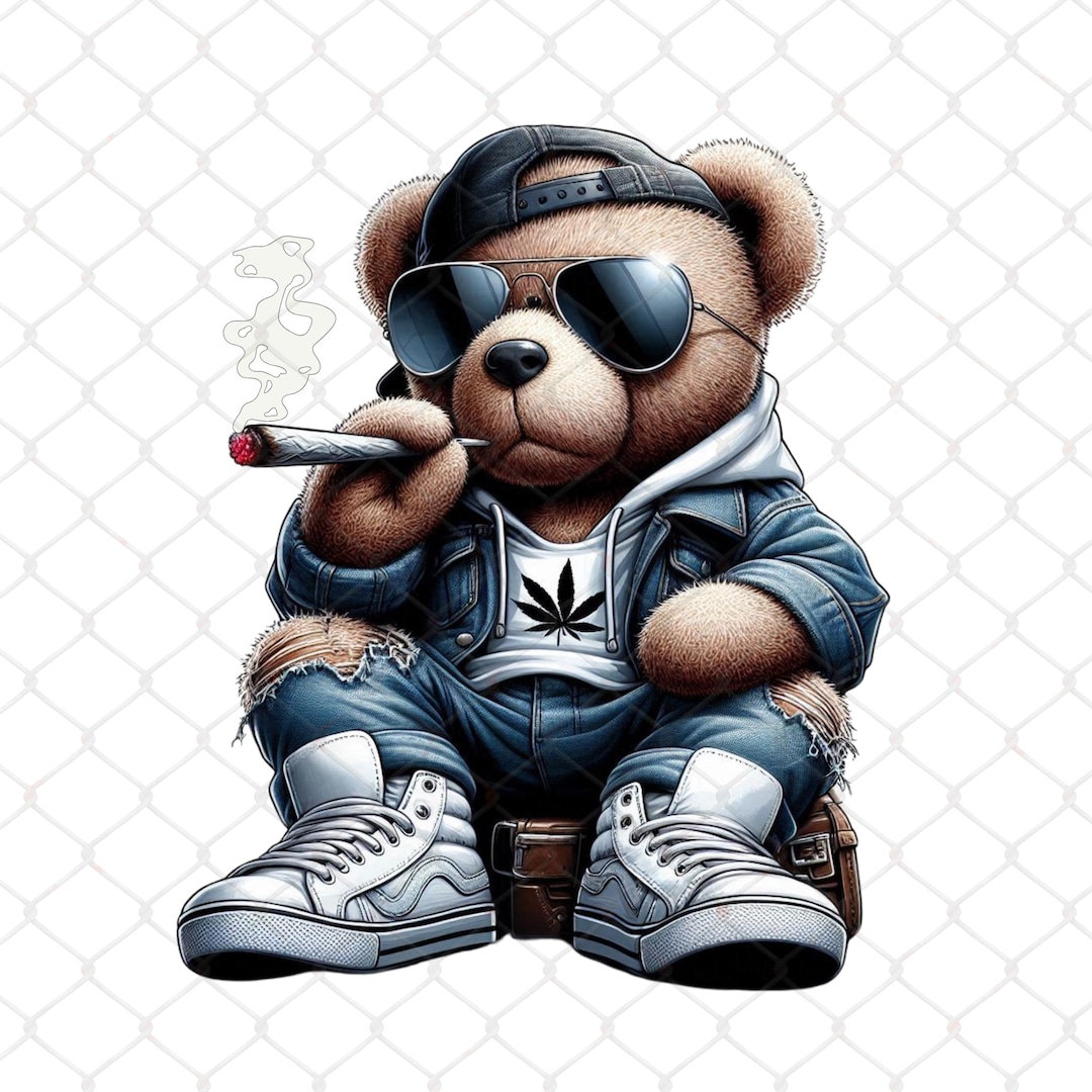 Weed Lovers Cool Teddy Bear Smoking PNG DTF Sublimation 420 - Etsy