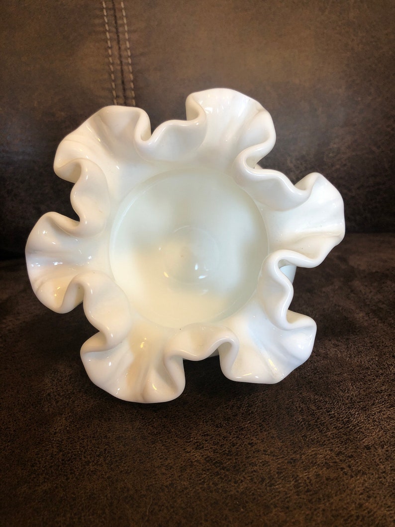 Fenton White Milk Glass Vase - Etsy