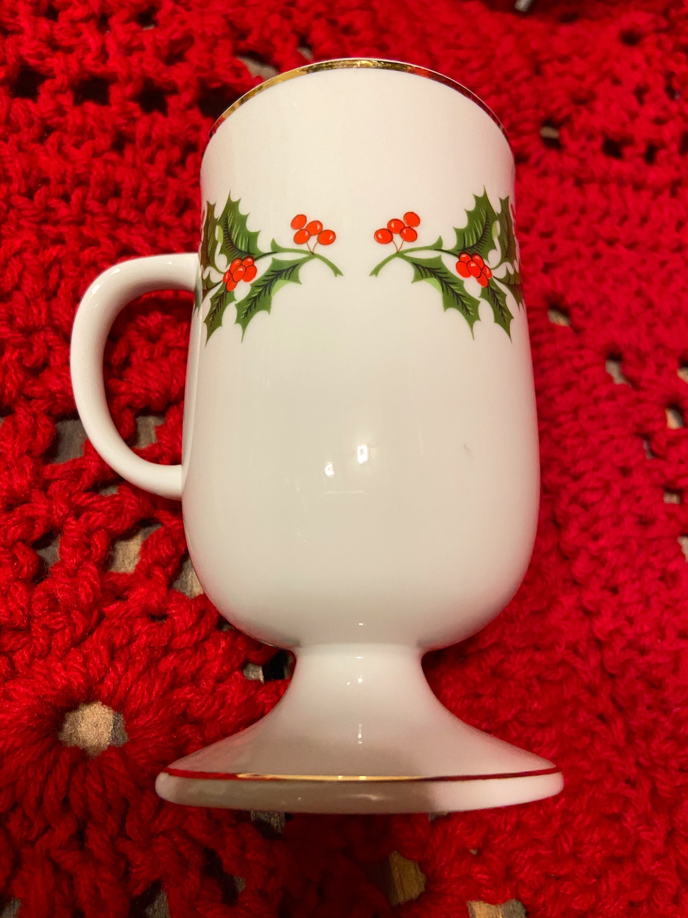 Christmas Holly Fine Porcelain Irish Coffee Mugs Made in Japan - Etsy ...