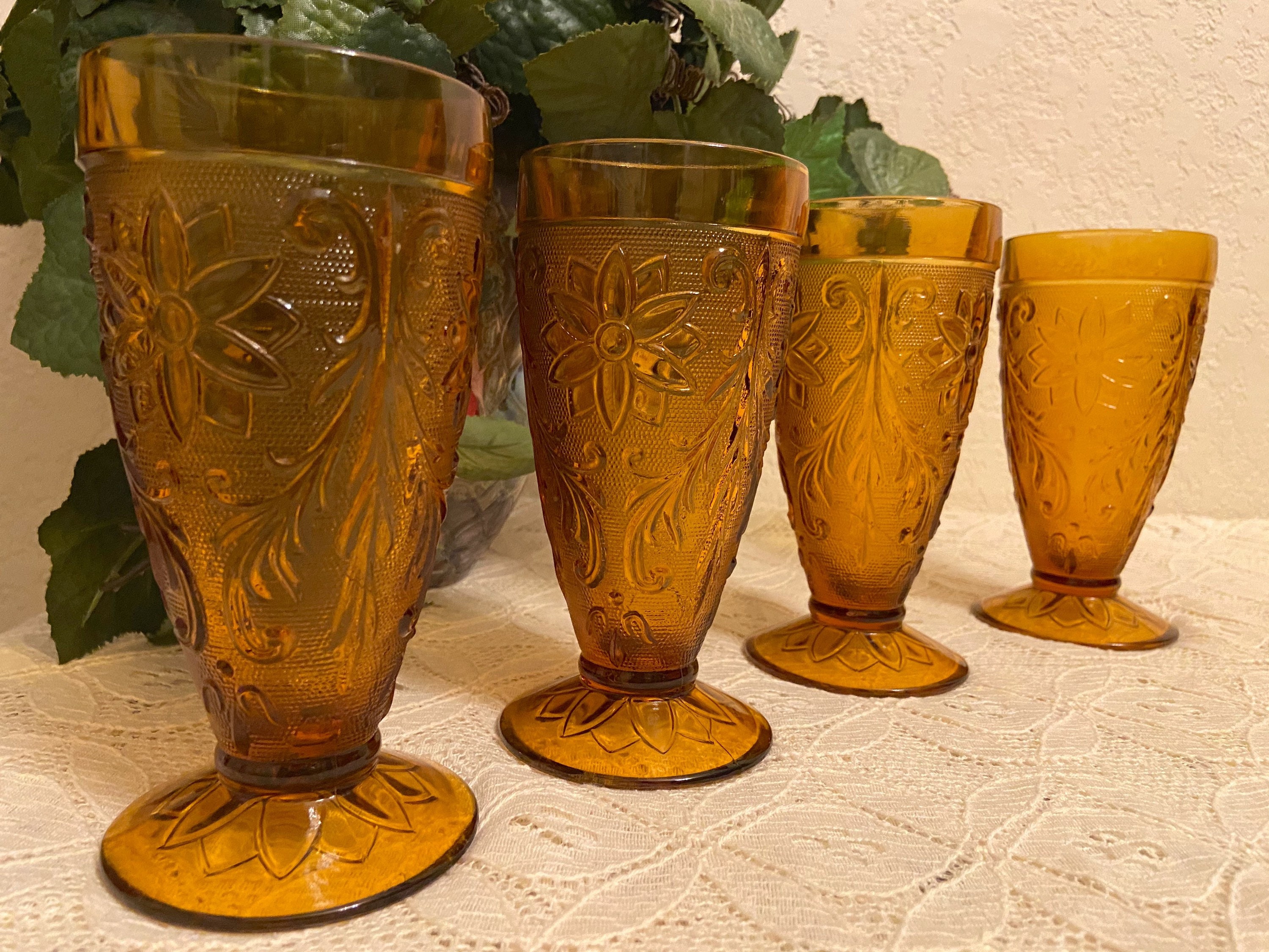 Home & Living Kitchen & Dining Tiara Sandwich Indiana Amber Glass Iced ...