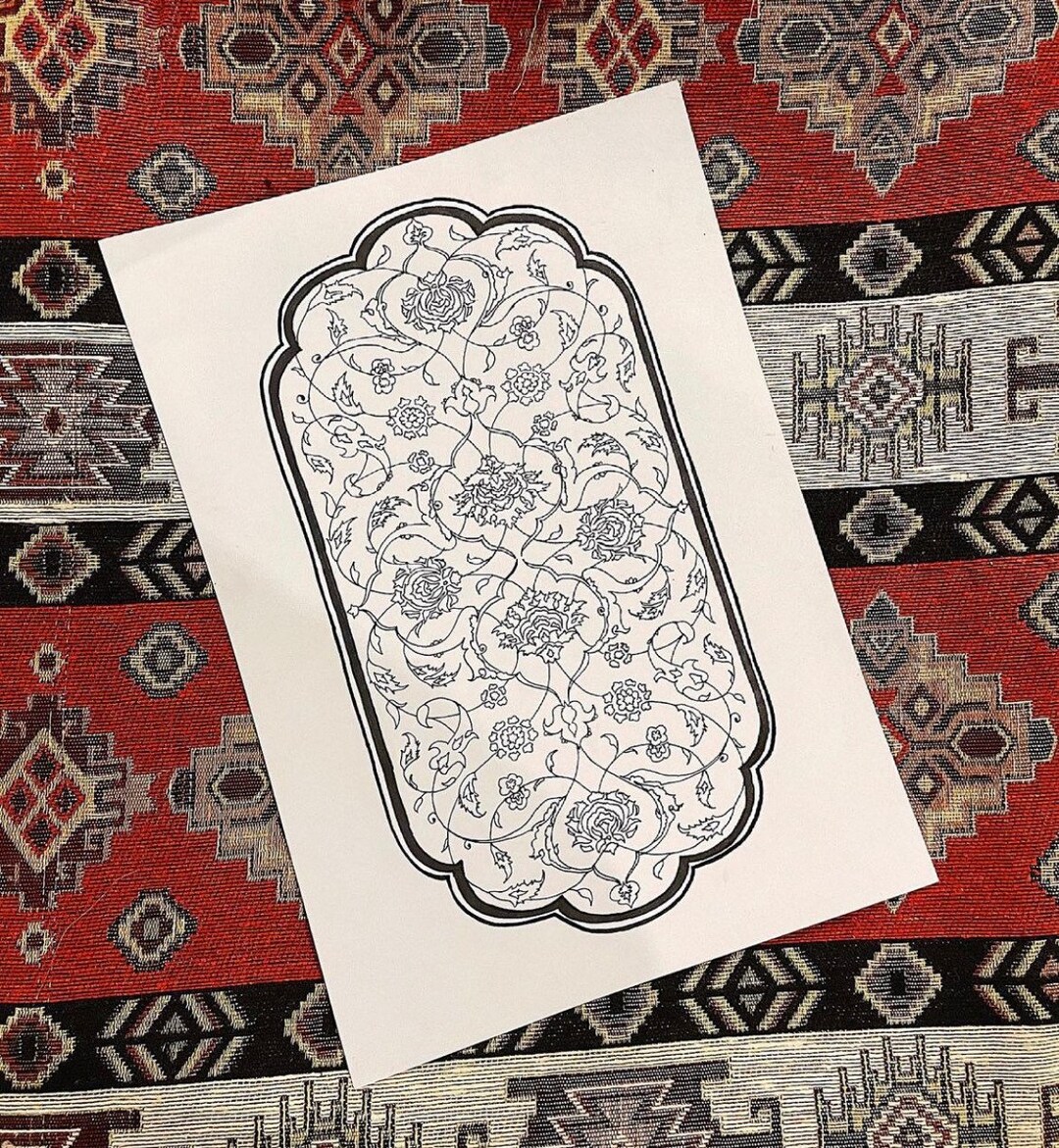 Floral Persian/arabesque Pattern Drawing - Etsy