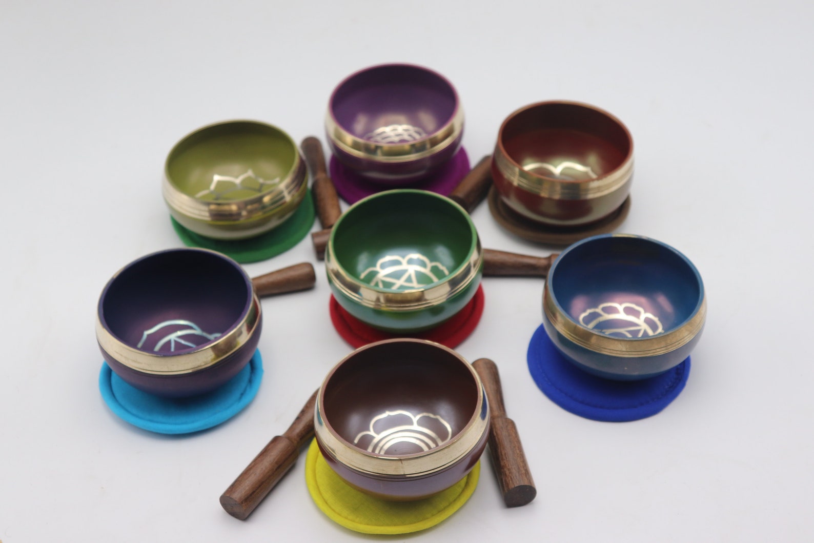Set of 7 Color Singing Bowl-singing Bowl Set From Nepal Best - Etsy