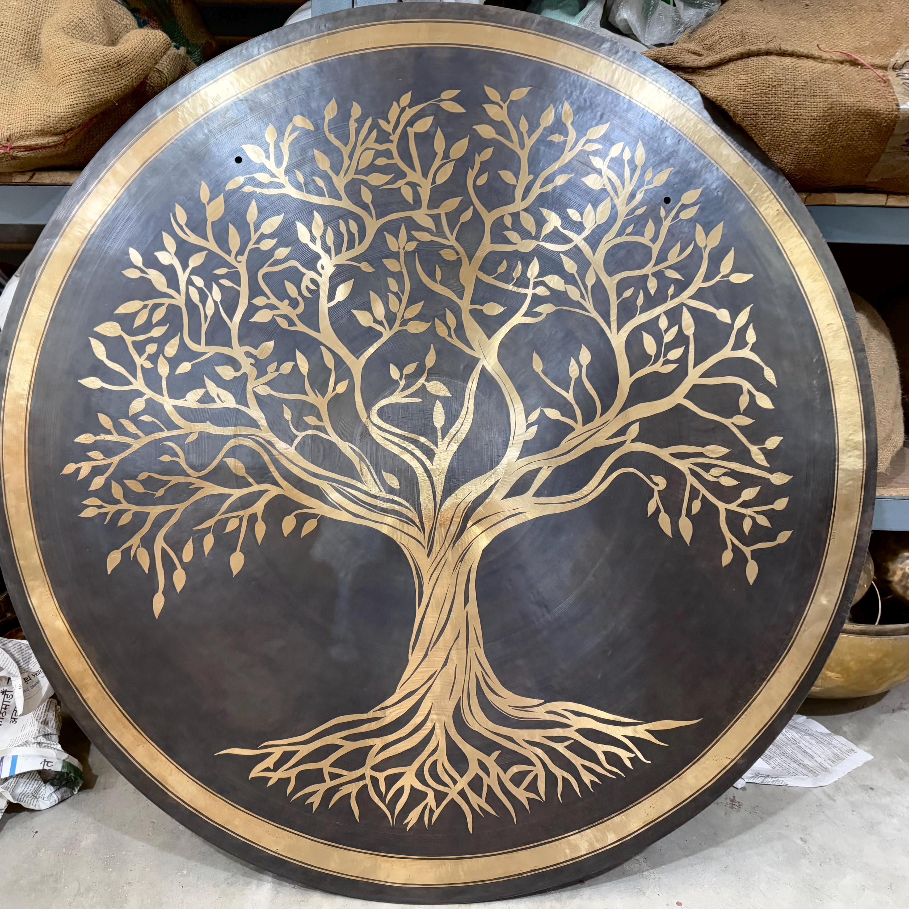 35cm-100cm Tree of Life Flat Tibetan Gong-lightweight-deep Resonating ...