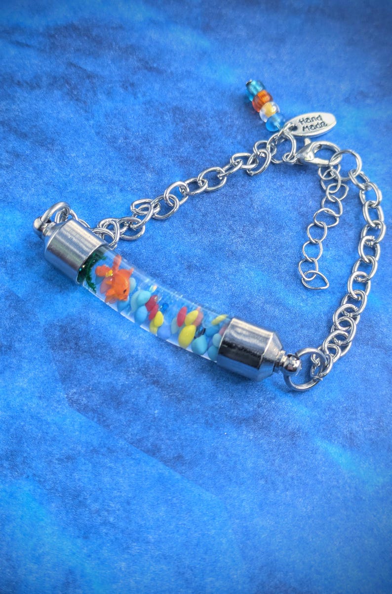 3D Vial Bracelet (gold Fish) - Etsy