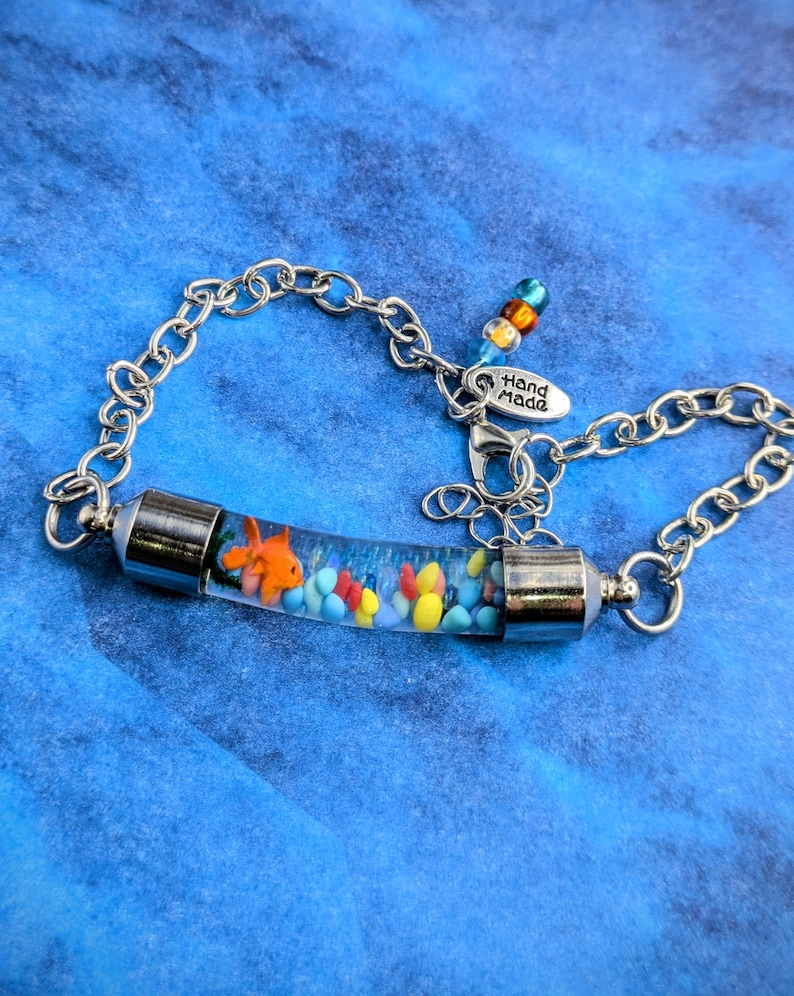 3D Vial Bracelet (gold Fish) - Etsy