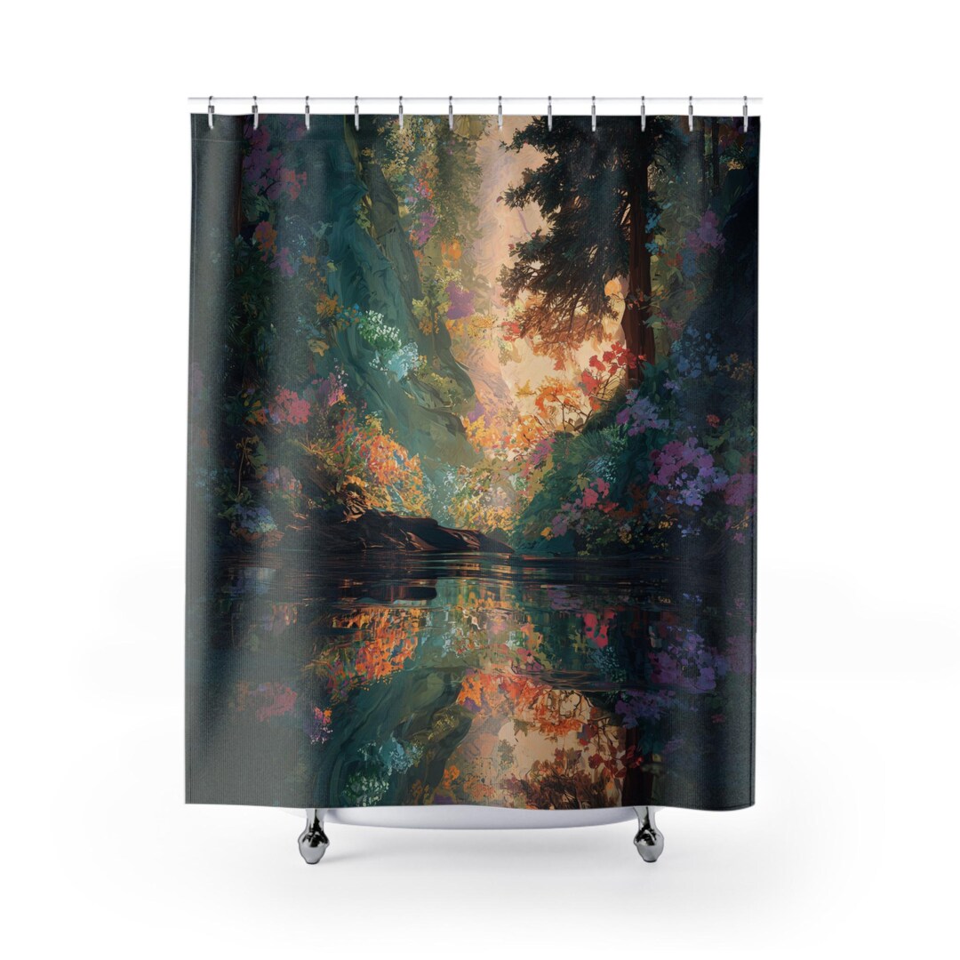 Forest Dreamscape Shower Curtains, Enchanted Garden Bathroom Decor ...