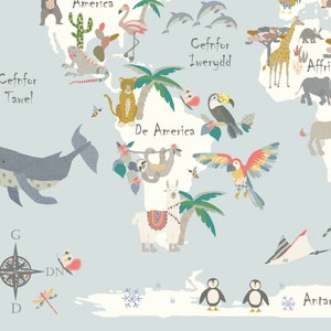 Map Anifeiliaid Y Byd - WELSH - Animal World Map in Welsh- 8 Colours ...