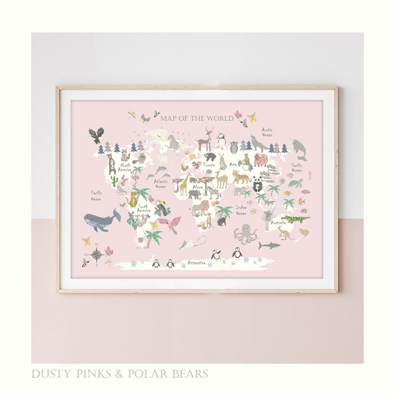 Grey Kids World Map - Etsy UK