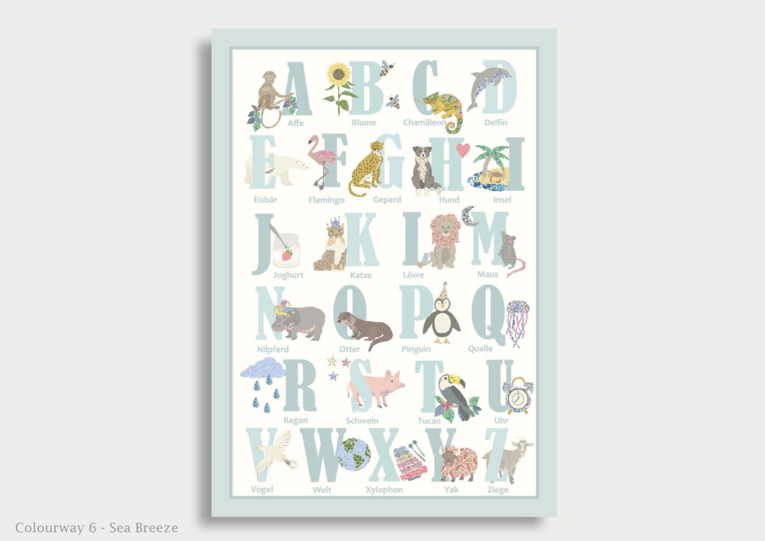 GERMAN Alphabet Print - Deutsche - Nursery Print – Poster – Children’s ...