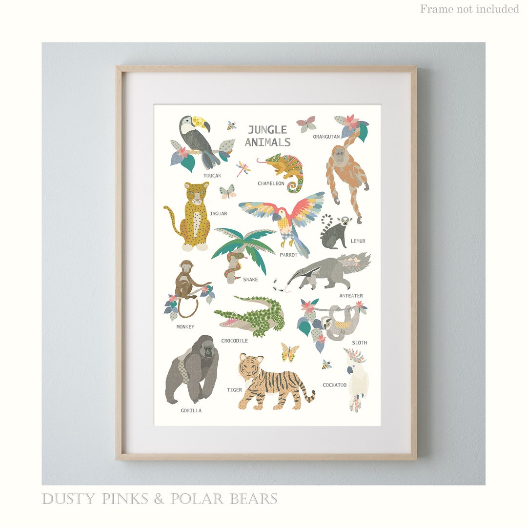 Jungle Animals Print - Jungle Theme - Rainforest - Crocodile - Tiger ...
