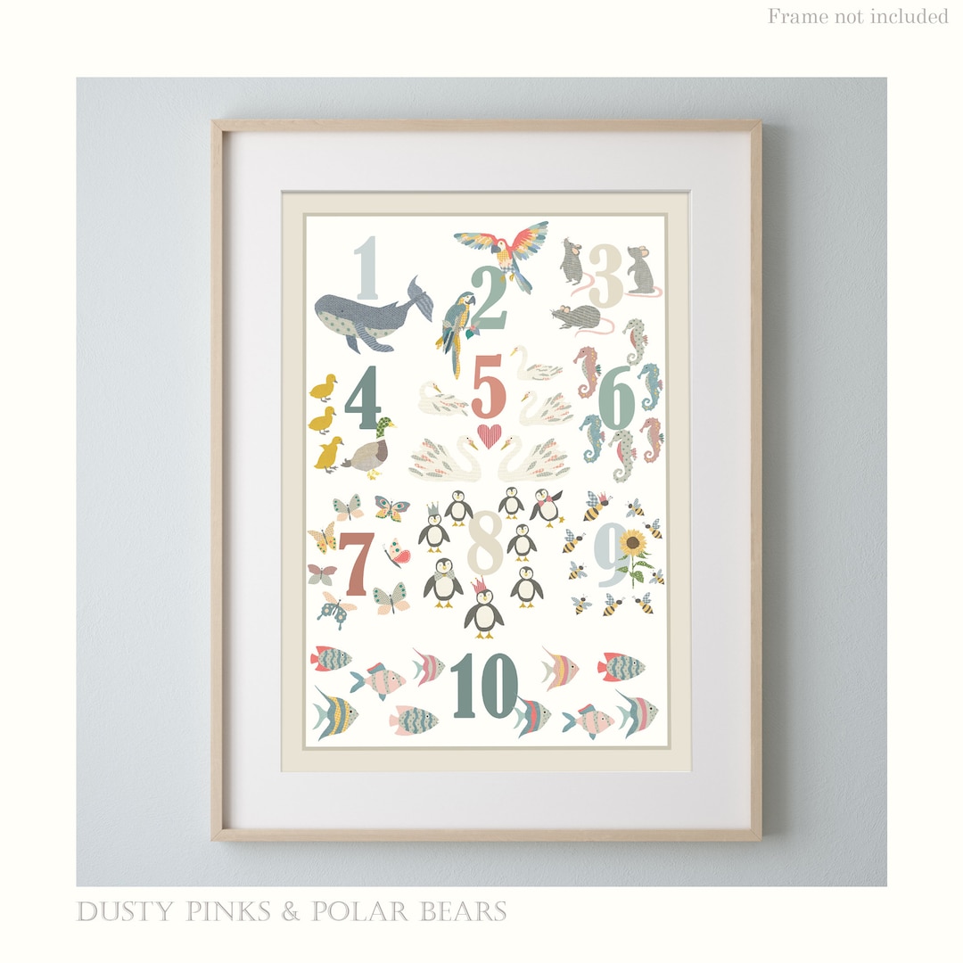 Number Chart in Various Colourways - Nursery Print – Poster – Children ...