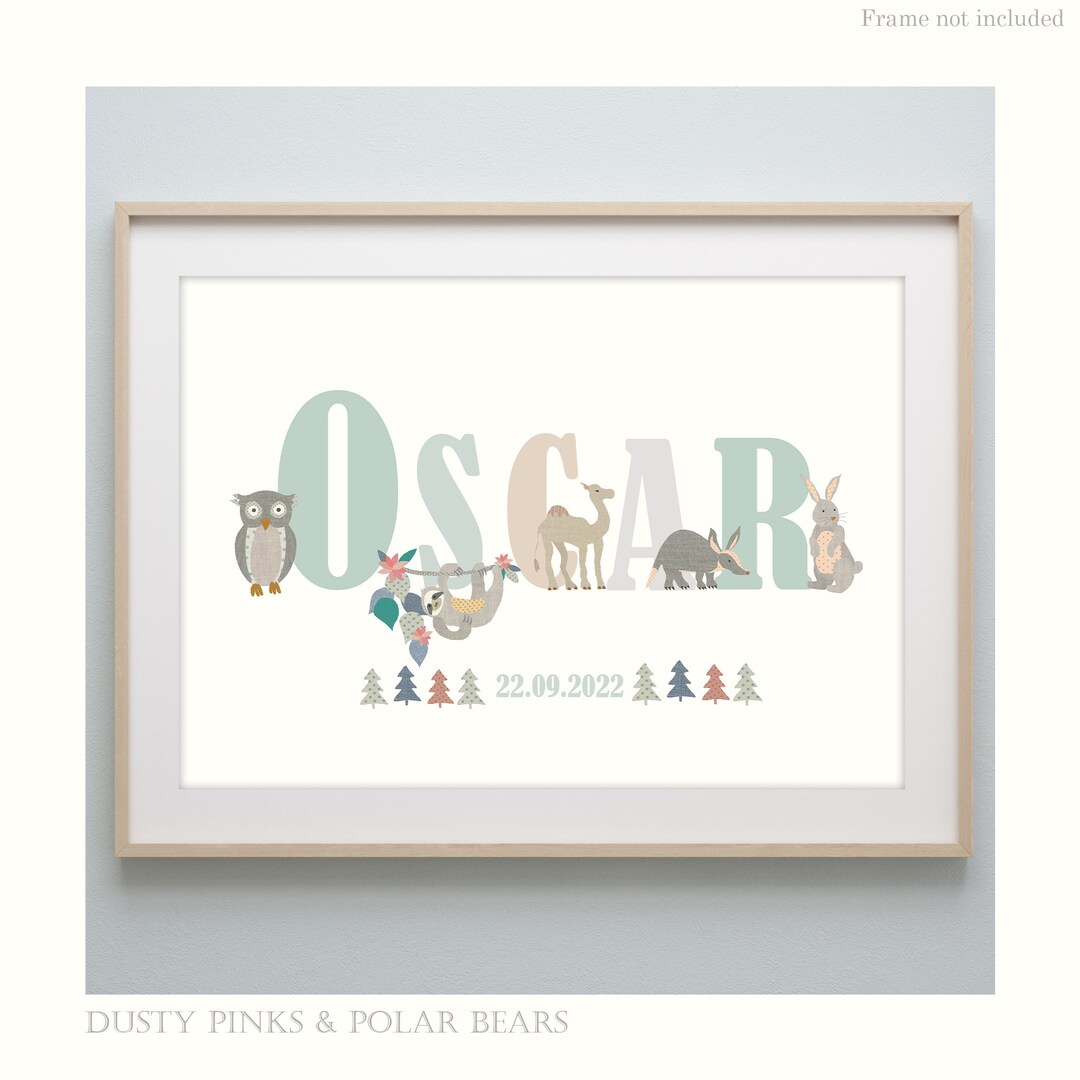 Personalised Animal Name Print - Alphabet - Nursery - Print Poster ...