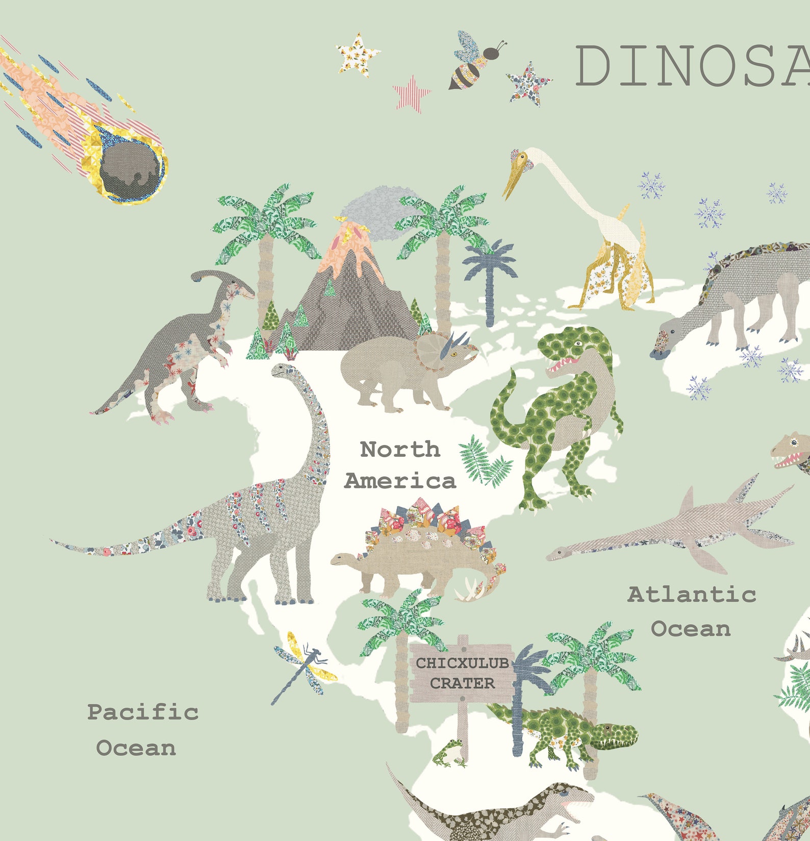 DINOSAUR World Map Various Colours Childrens Map Map of | Etsy UK