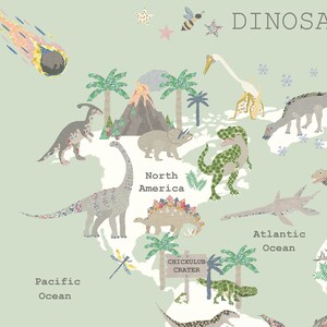 DINOSAUR World Map - Various Colours - Childrens Map - Map of the World ...