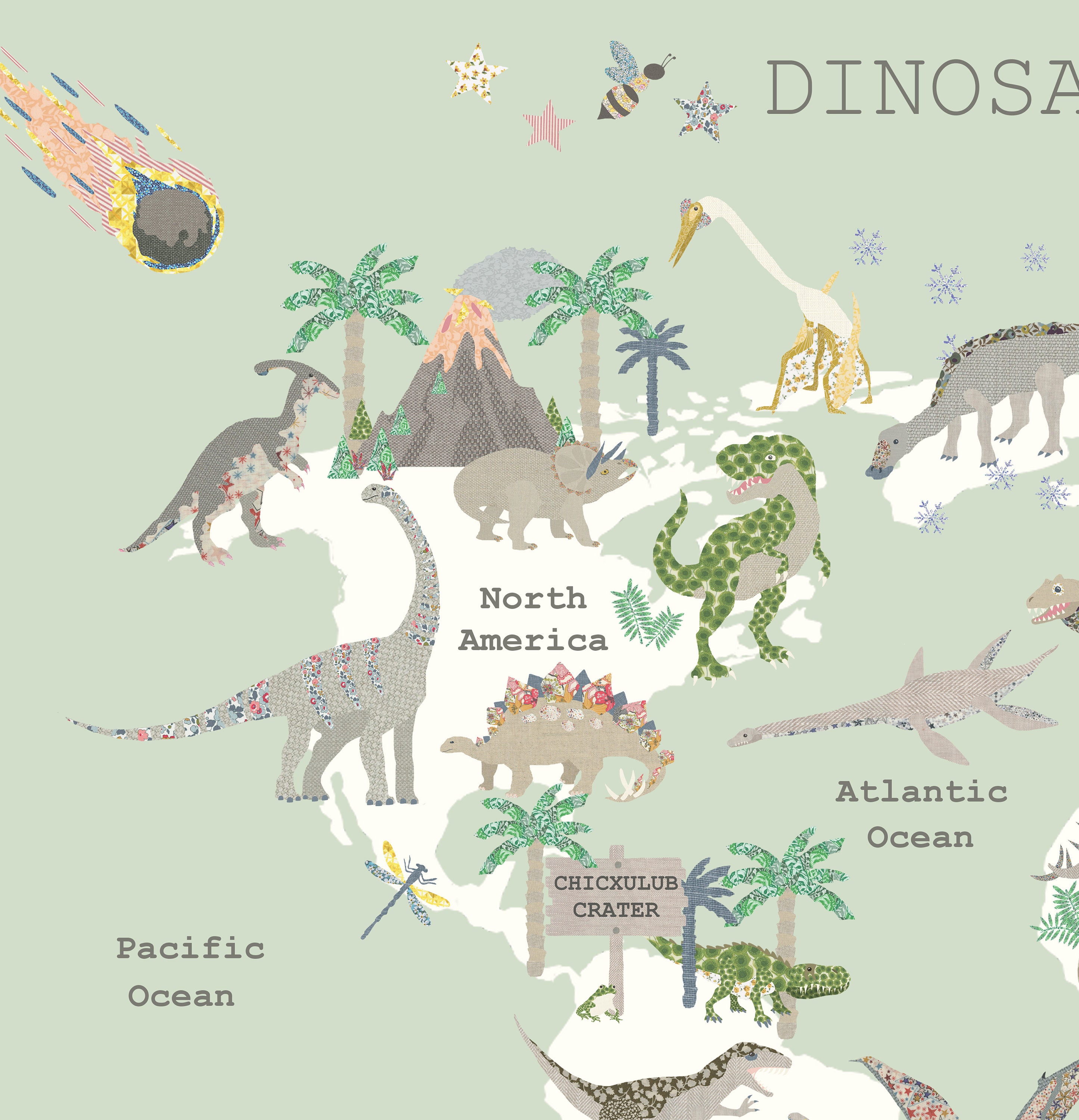 DINOSAUR World Map Various Colours Childrens Map Map of - Etsy