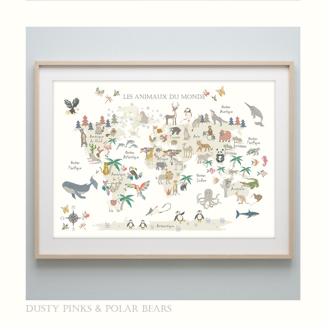 Animaux Du Monde - Carte - FRENCH - Français - Animal World Map in ...