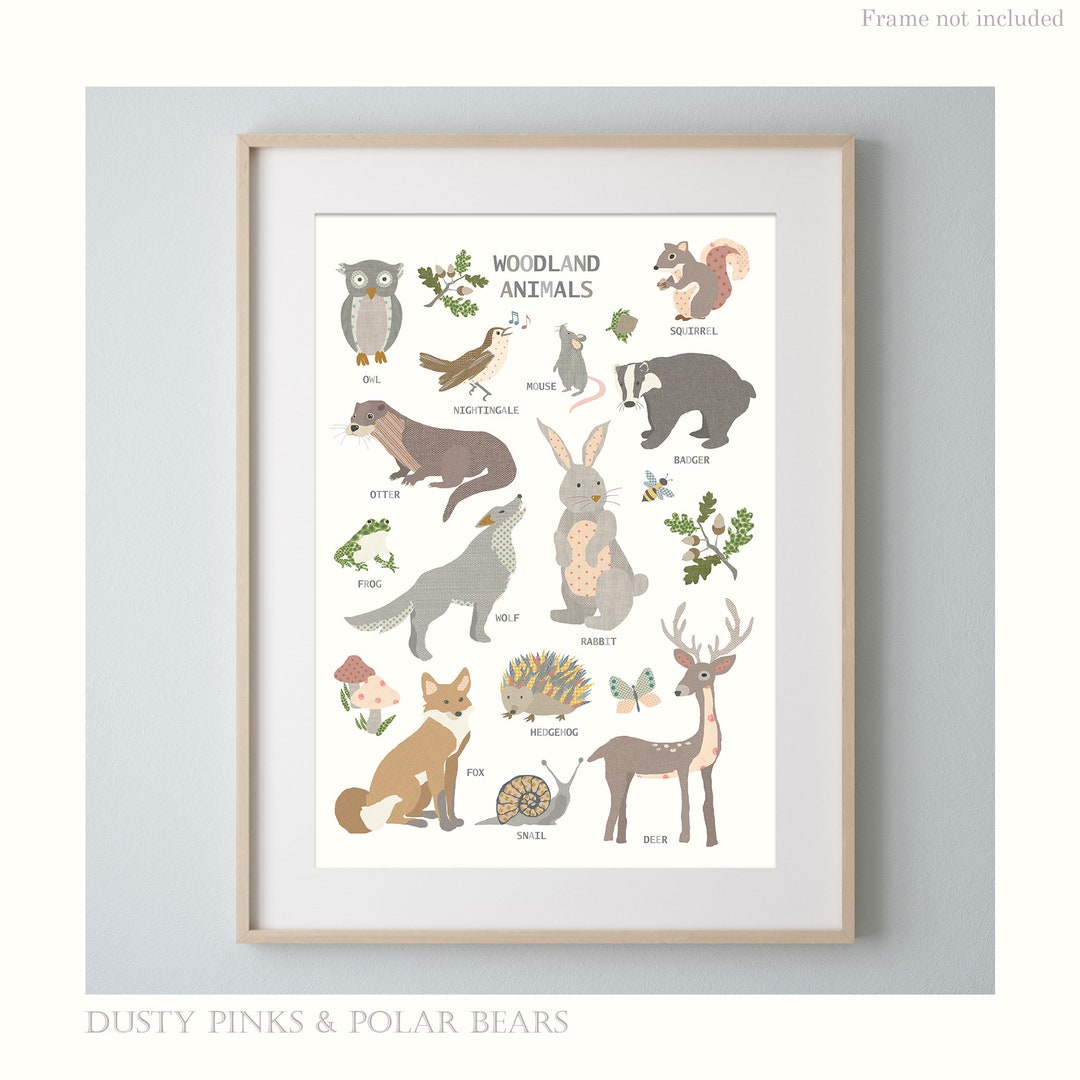 Woodland Animals Print - Woodland Theme Bedroom - Rabbit- Owl - Fox ...