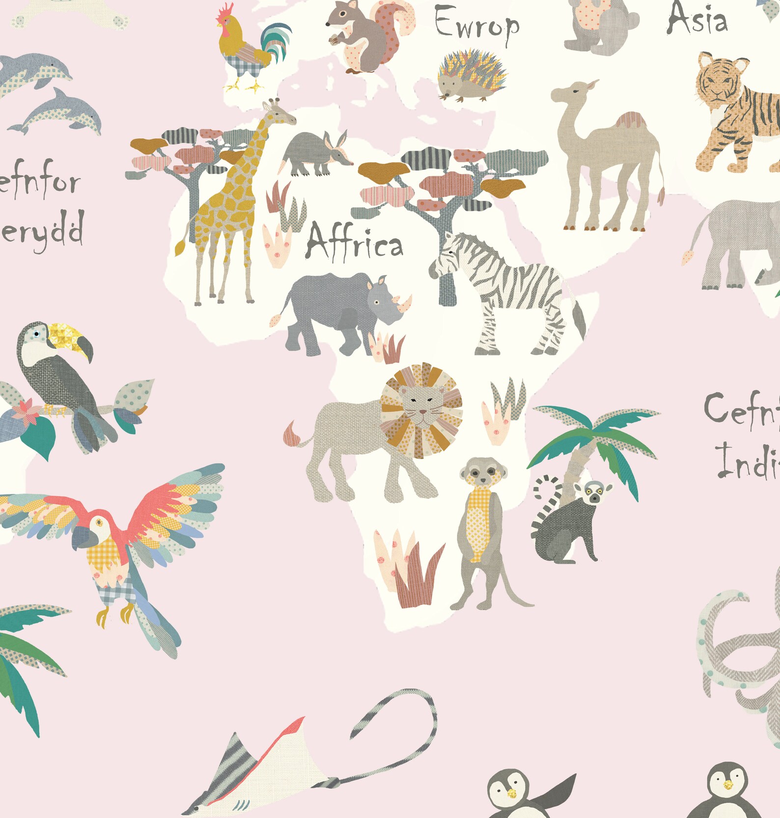 Map Anifeiliaid Y Byd WELSH Animal World Map in Welsh 8 - Etsy UK