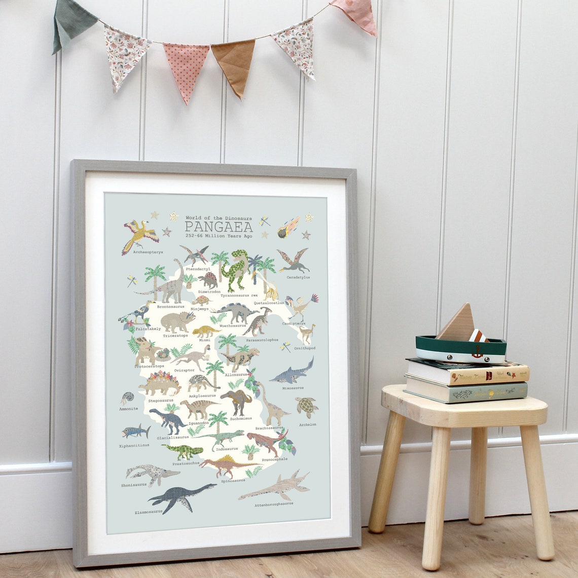 Dinosaur Map Pangaea Various Colours Childrens Map - Etsy