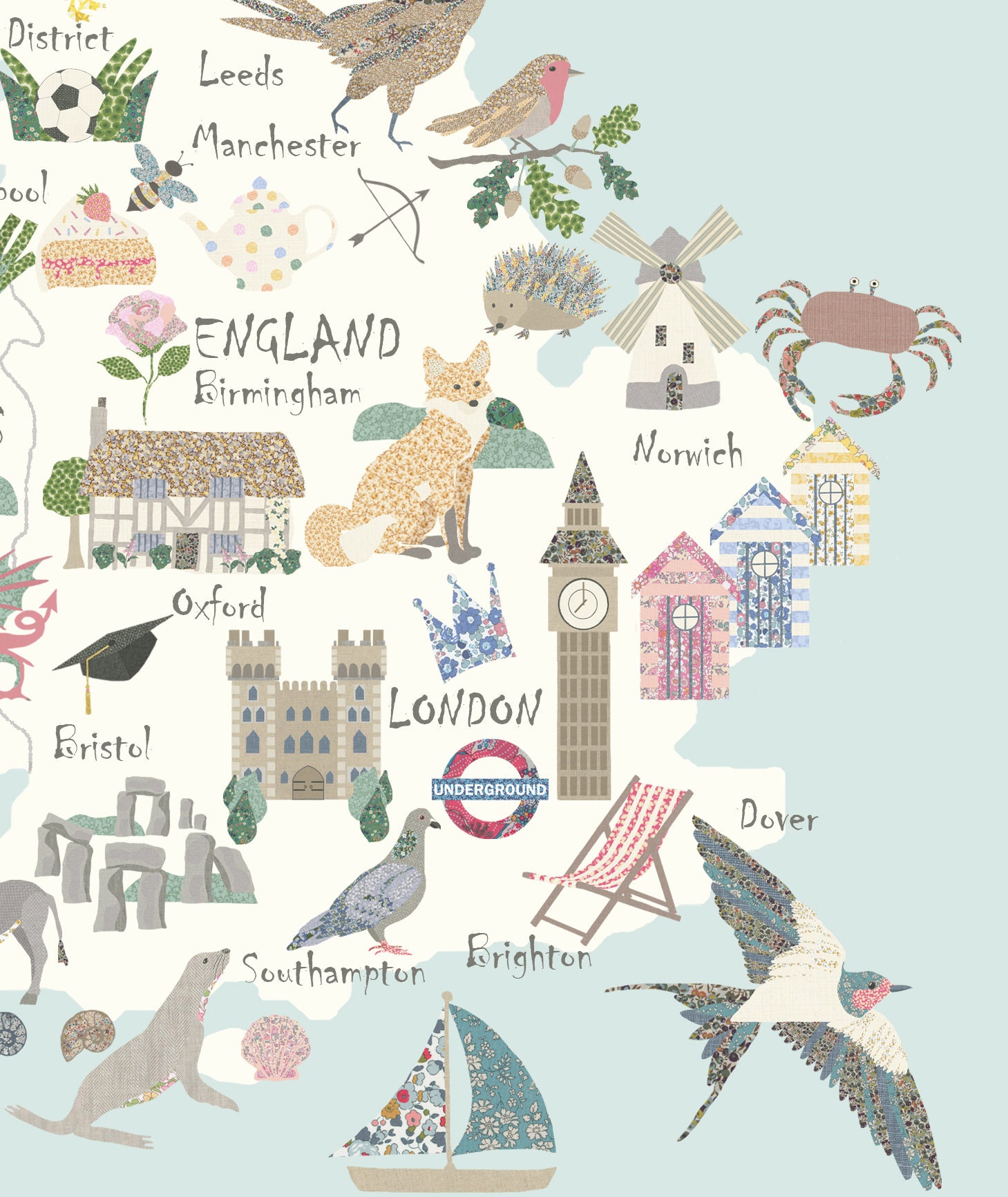 Floral Edition - UK Map - Children's Map - Kids - Great Britain ...