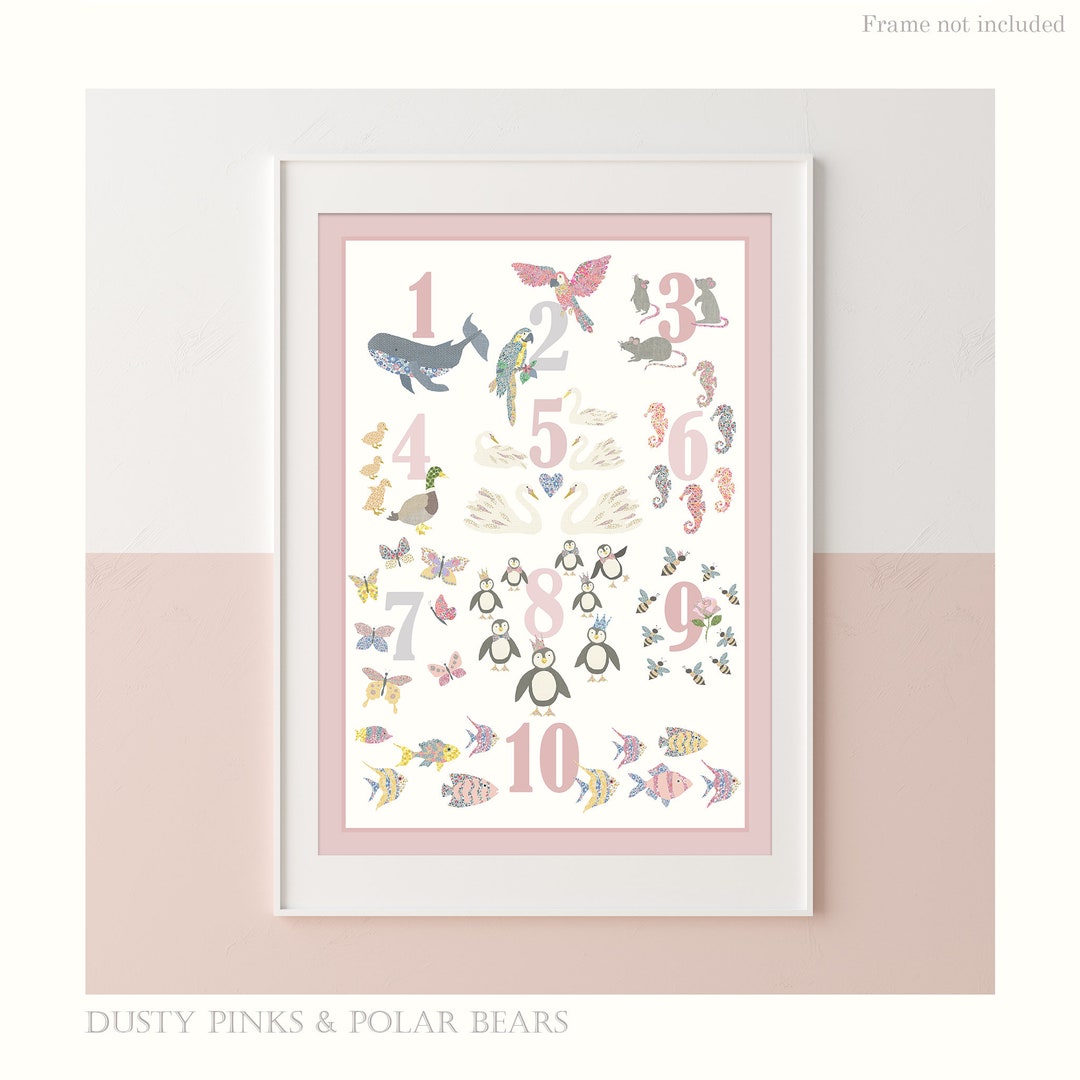 Floral Edition Number Chart in Various Colourways - Nursery Print ...