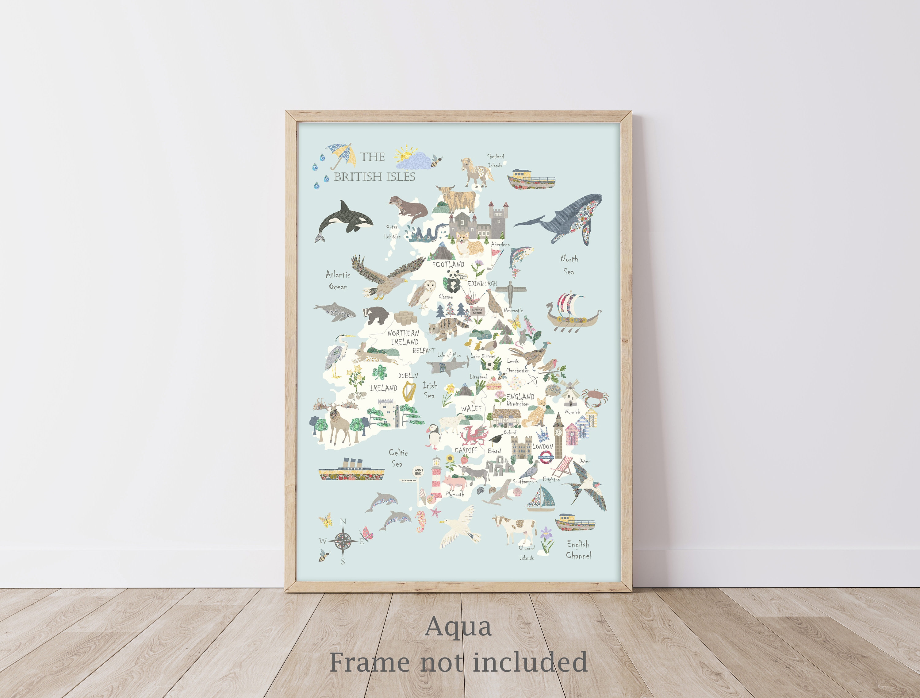 Floral Edition - UK Map - Children's Map - Kids - Great Britain ...