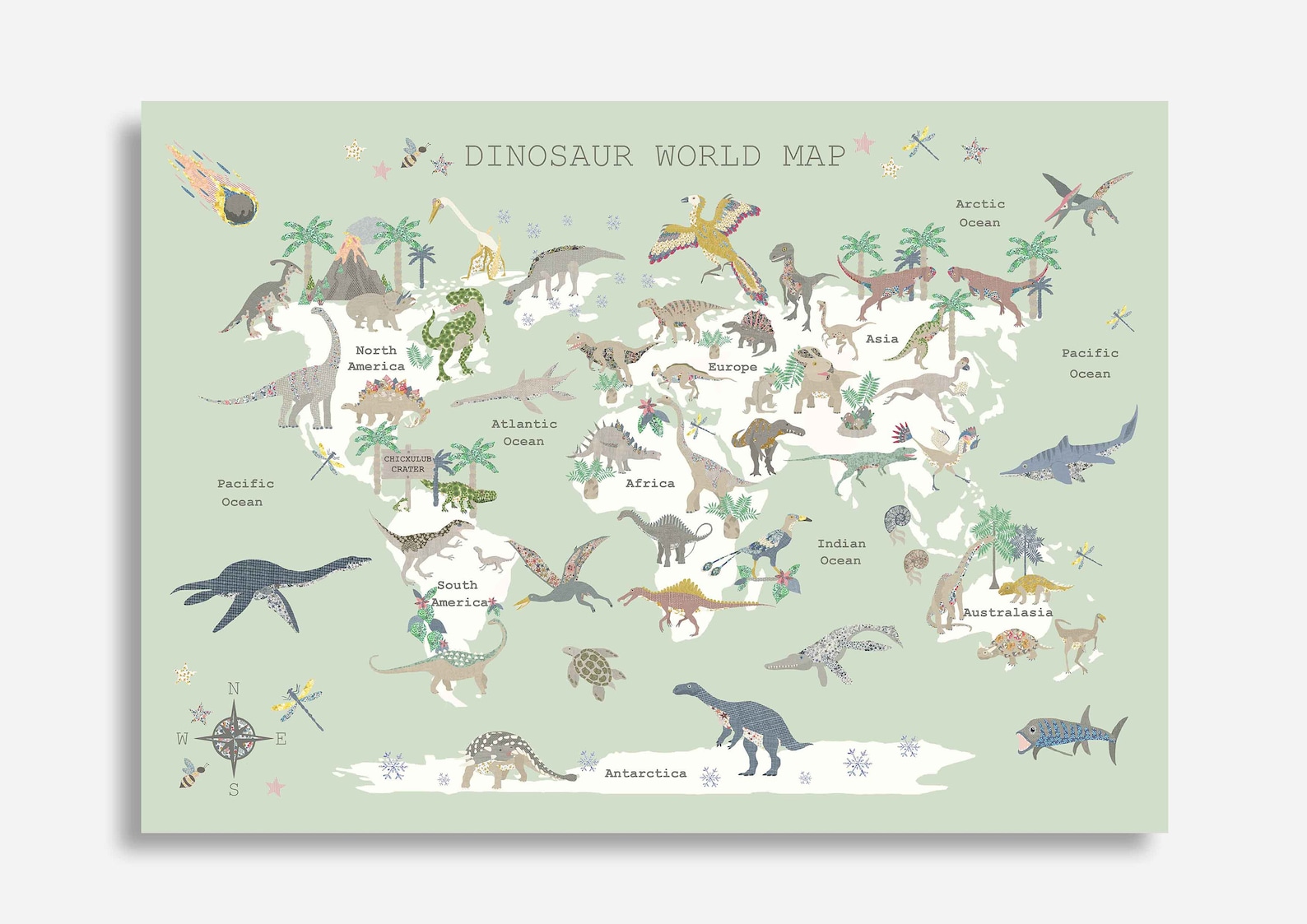 DINOSAUR World Map Various Colours Carte des enfants | Etsy