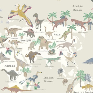 DINOSAUR World Map - Various Colours - Childrens Map - Map of the World ...