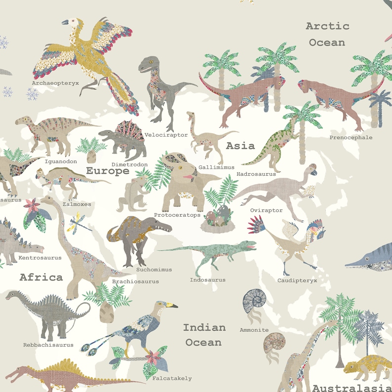 DINOSAUR World Map Various Colours Childrens Map Map of - Etsy Canada