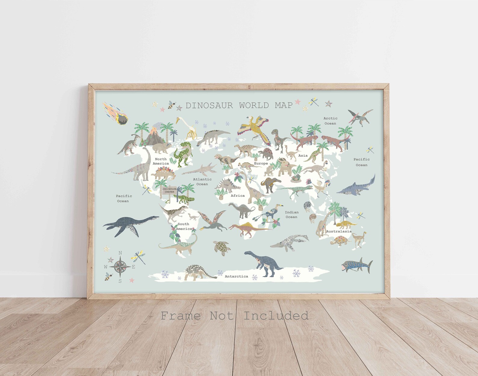 Dinosaur World Map Varios colores Mapa de los niños Mapa | Etsy