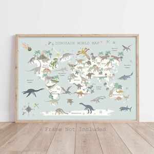 Dinosaur World Map Varios colores Mapa de los niños Mapa | Etsy