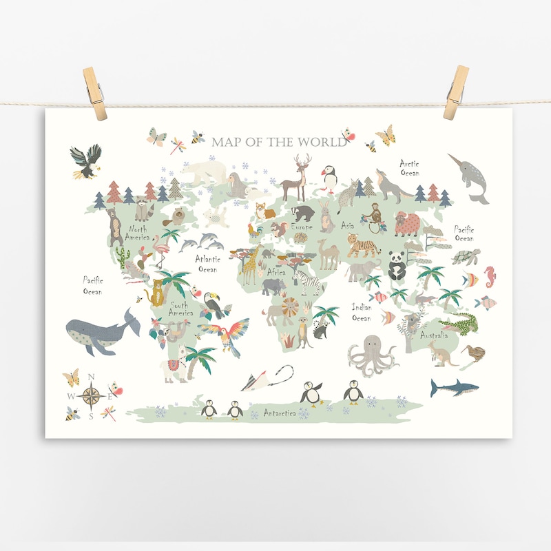 Children Safari Map Wall - Etsy UK