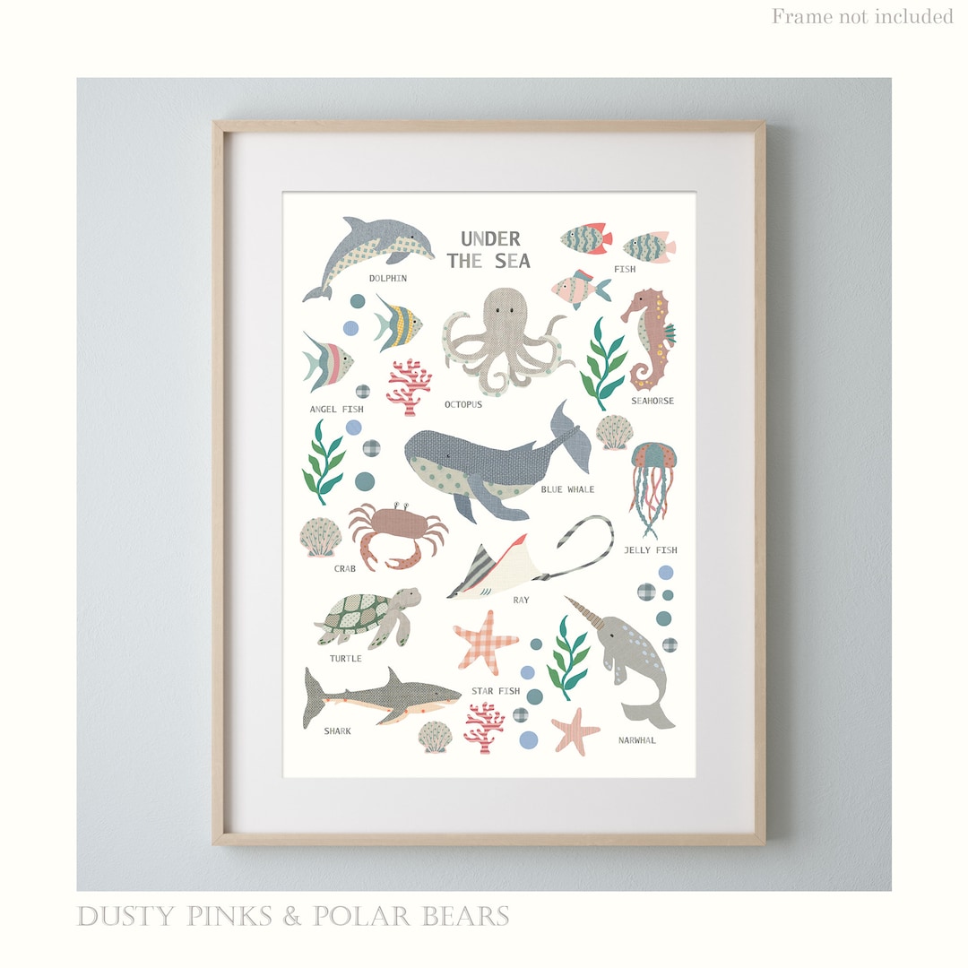 Under the Sea Print - Sea Theme Bedroom - Fish - Whale - Dolphin ...