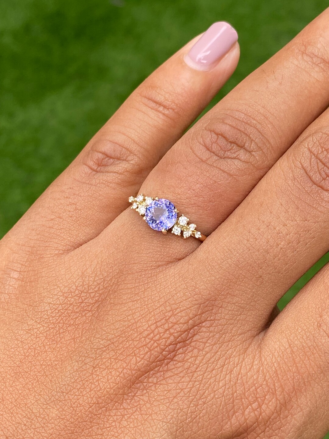 Lavender Sapphire Ring | Engagement Ring | Round Sapphire Ring | Violet ...