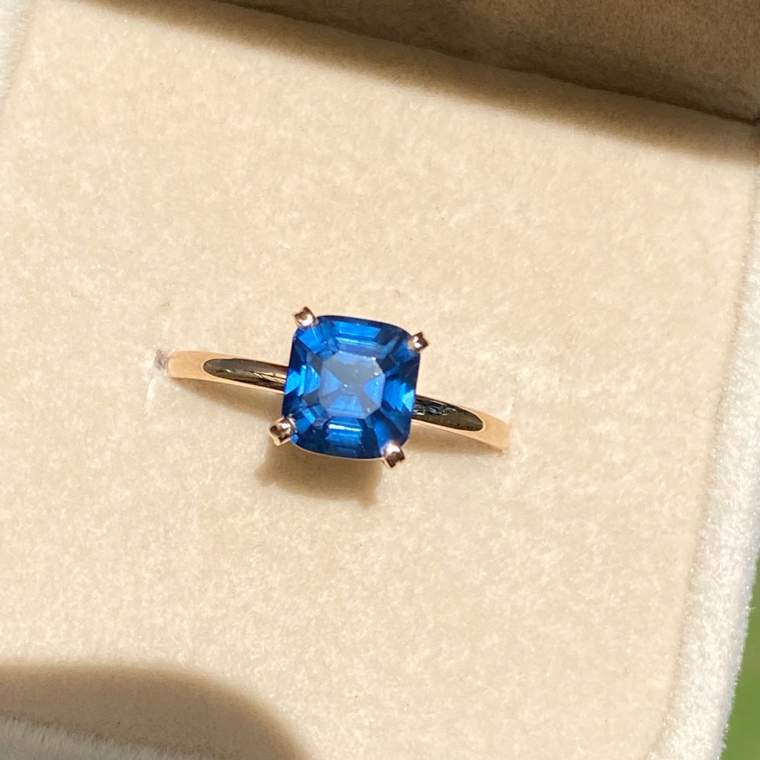Navy Blue Sapphire Engagement Ring | Peacock Blue Sapphire Ring | 2 ...
