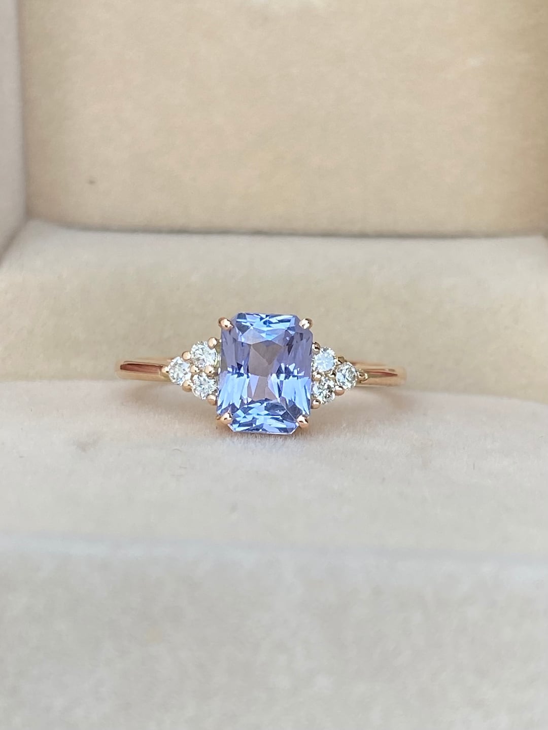 Light Blue Sapphire Ring , Ceylon Sapphire Ring, Sapphire Cluster Ring ...