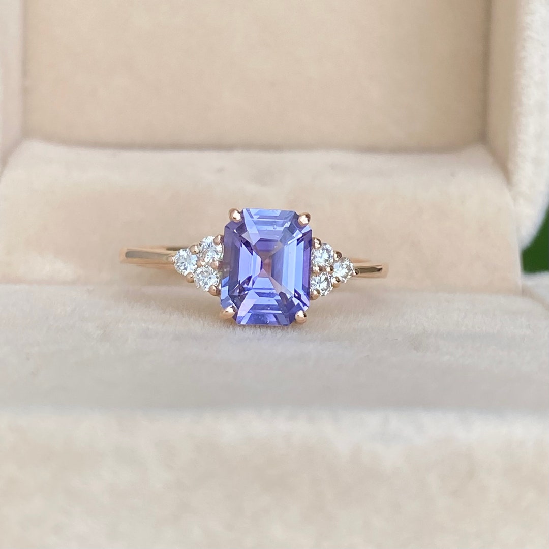 Lavender Sapphire Engagement Ring , Ceylon Sapphire Ring, Violet ...