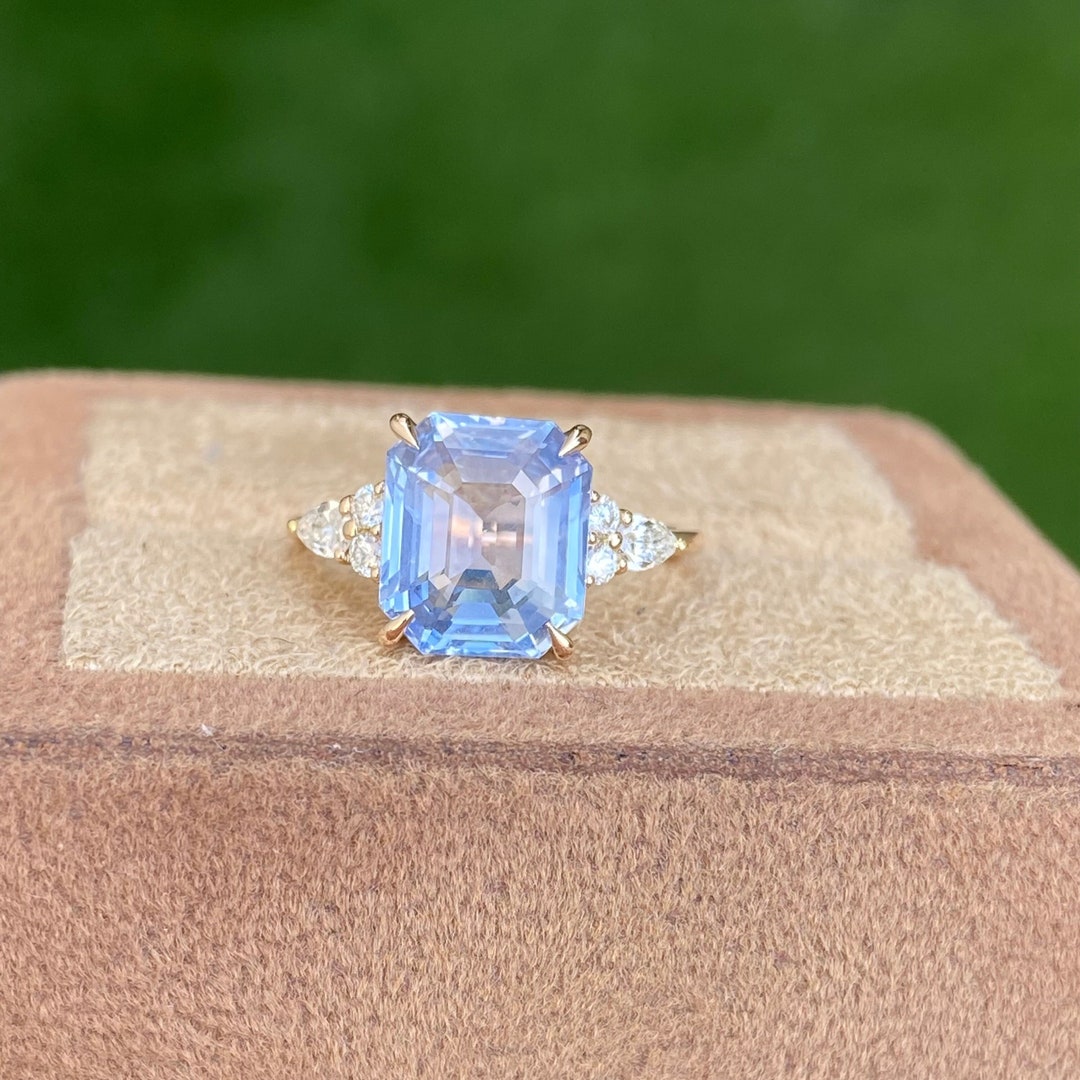 5.36ct Pastel Sapphire Ring , Light Blue Sapphire Engagement Ring ...