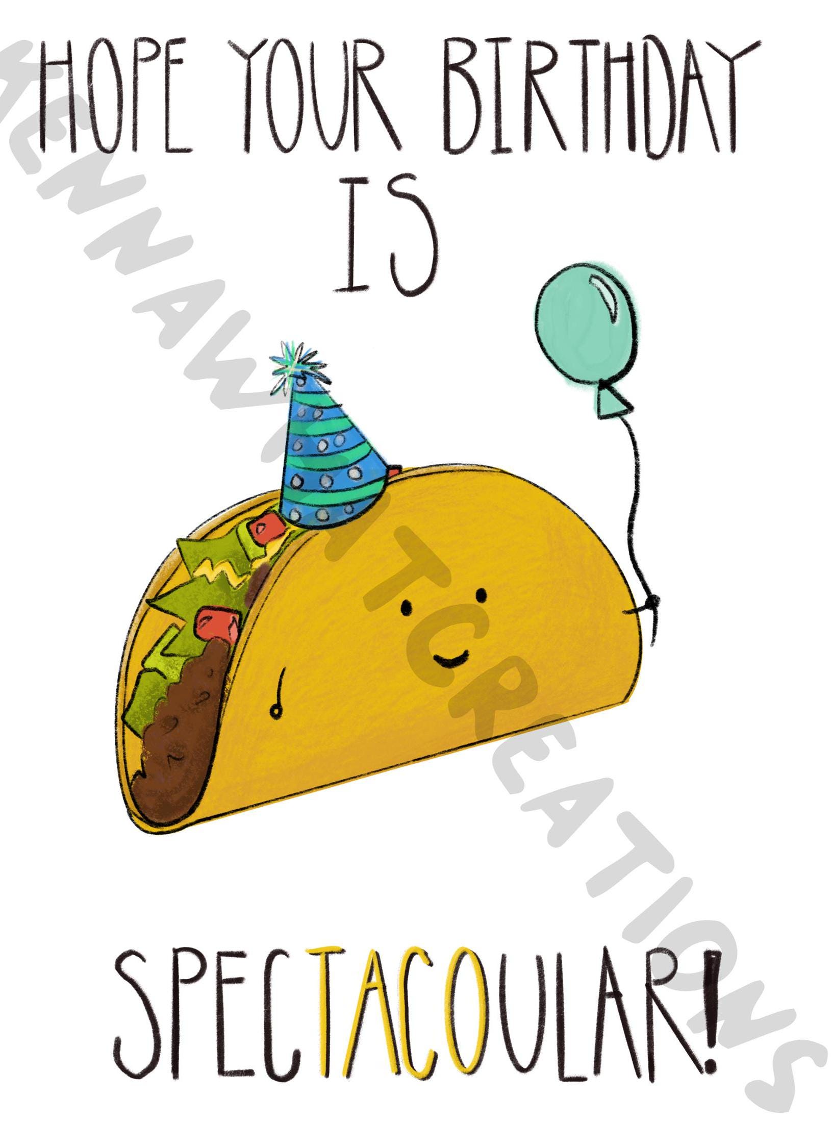 Spectaco-ular Birthday Card, Digital Birthday Card Download, Taco Lover ...