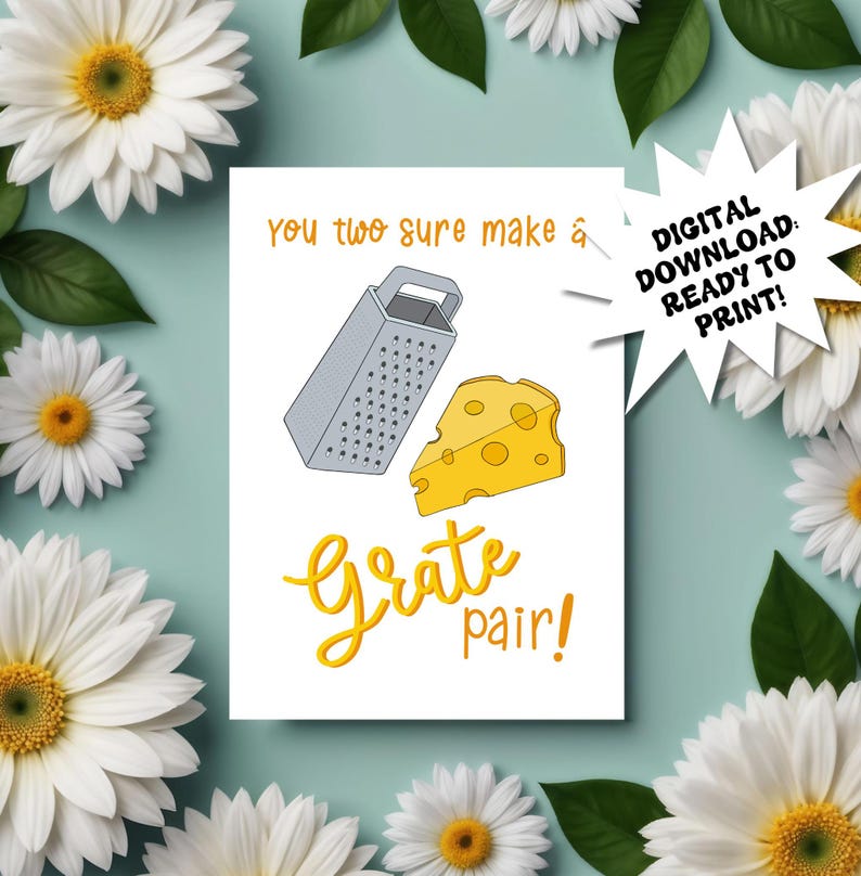 Printable Anniversary Card, Digital Download Cheese Lover Card, Cheese ...