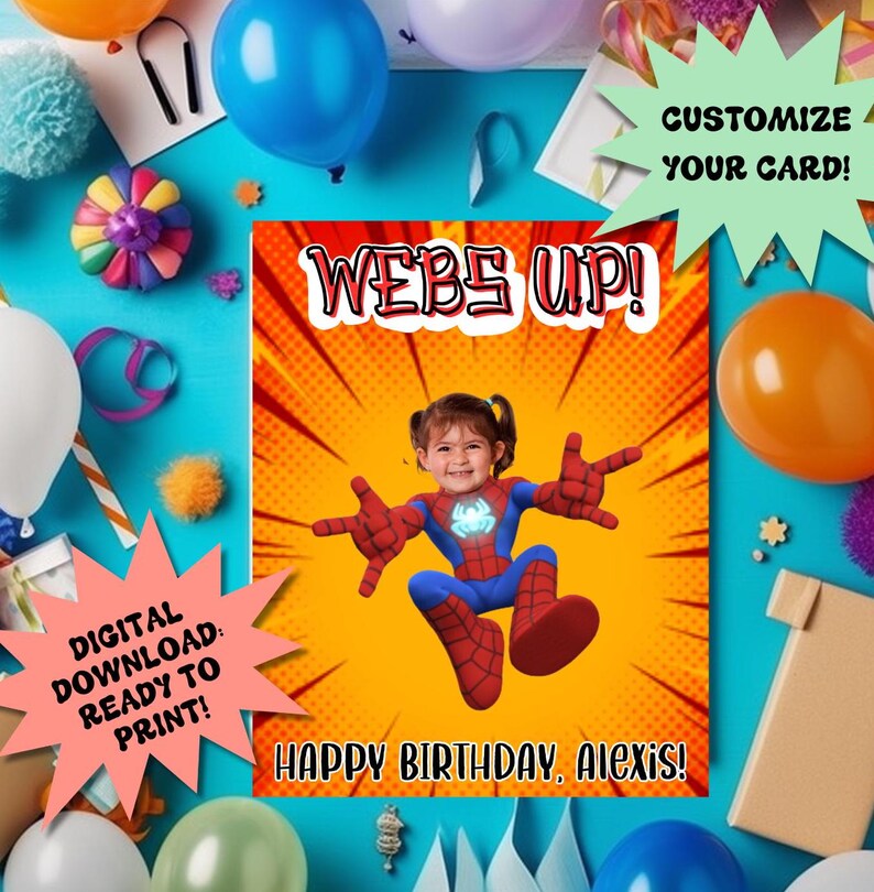 Custom Spider-man Birthday Card: Printable PDF (digital Download ...