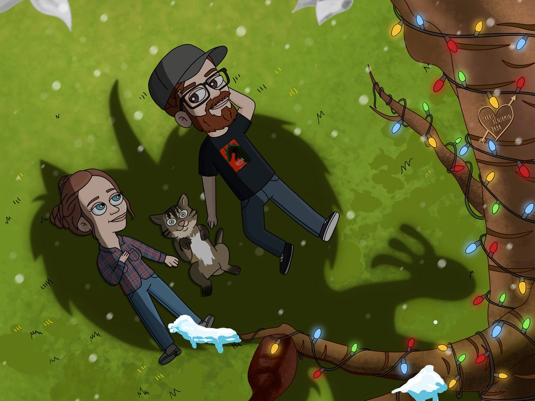 BIG MOUTH Christmas Couple Portrait, Family Custom Cartoon Art, Unique ...