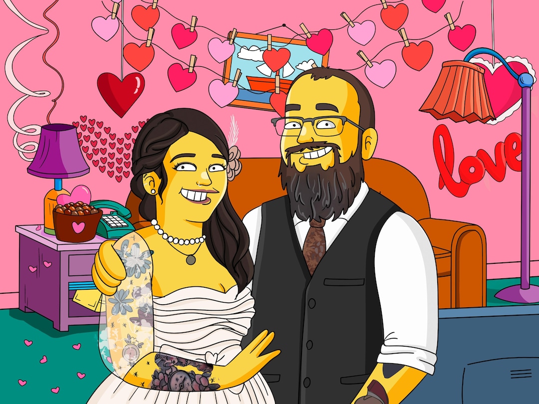 Yellow Cartoon Portrait, Simpsons Father's Day Gift, Custom Family ...