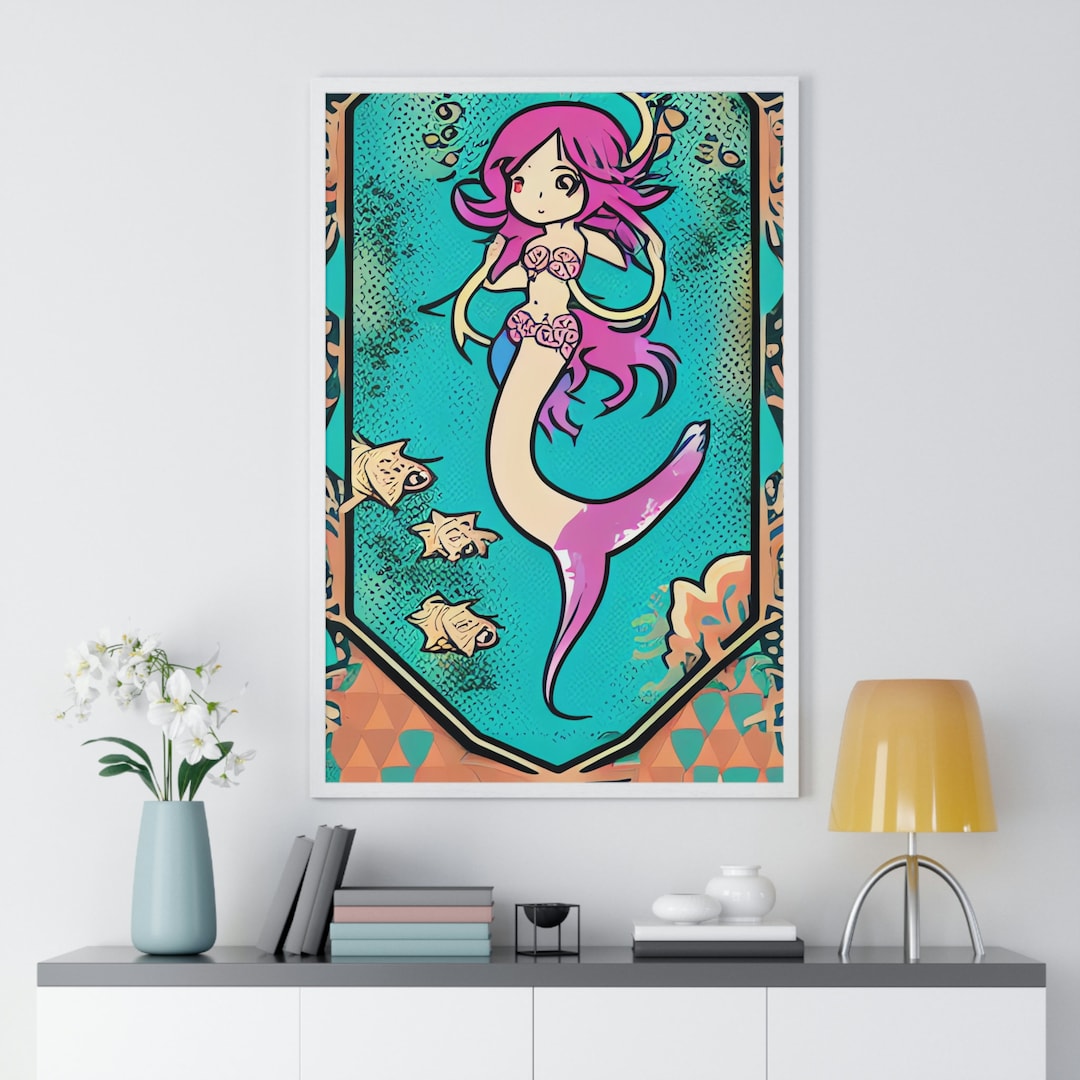 Mermaid AI Art Design Print Ocean Art Framed Art - Etsy